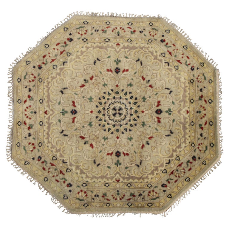 Beige Oushak Octagon Area Rug For Sale at 1stDibs