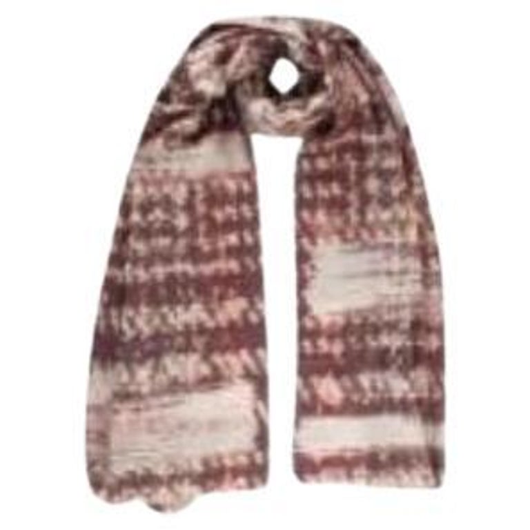 Beige and pink Camelia and tweed print cashmere stole For Sale at 1stDibs