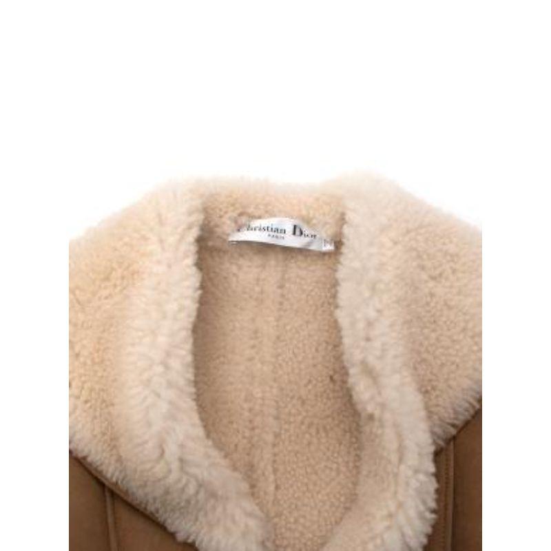 Beige sheepskin aviator jacket For Sale at 1stDibs