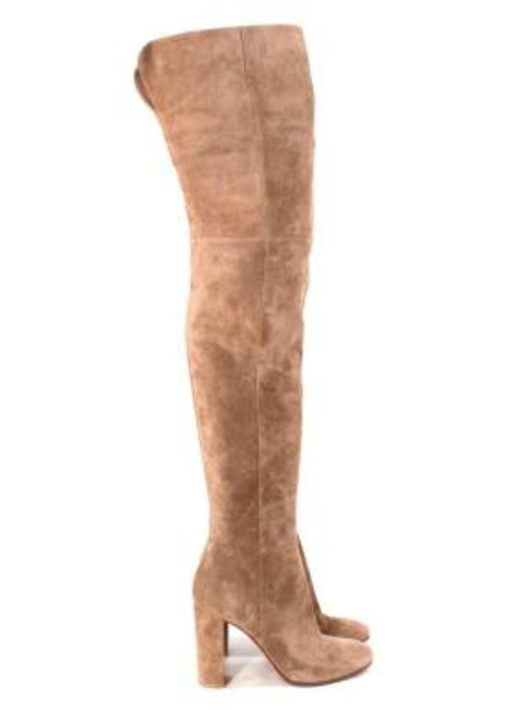 beige suede OTK heeled boots For Sale at 1stDibs