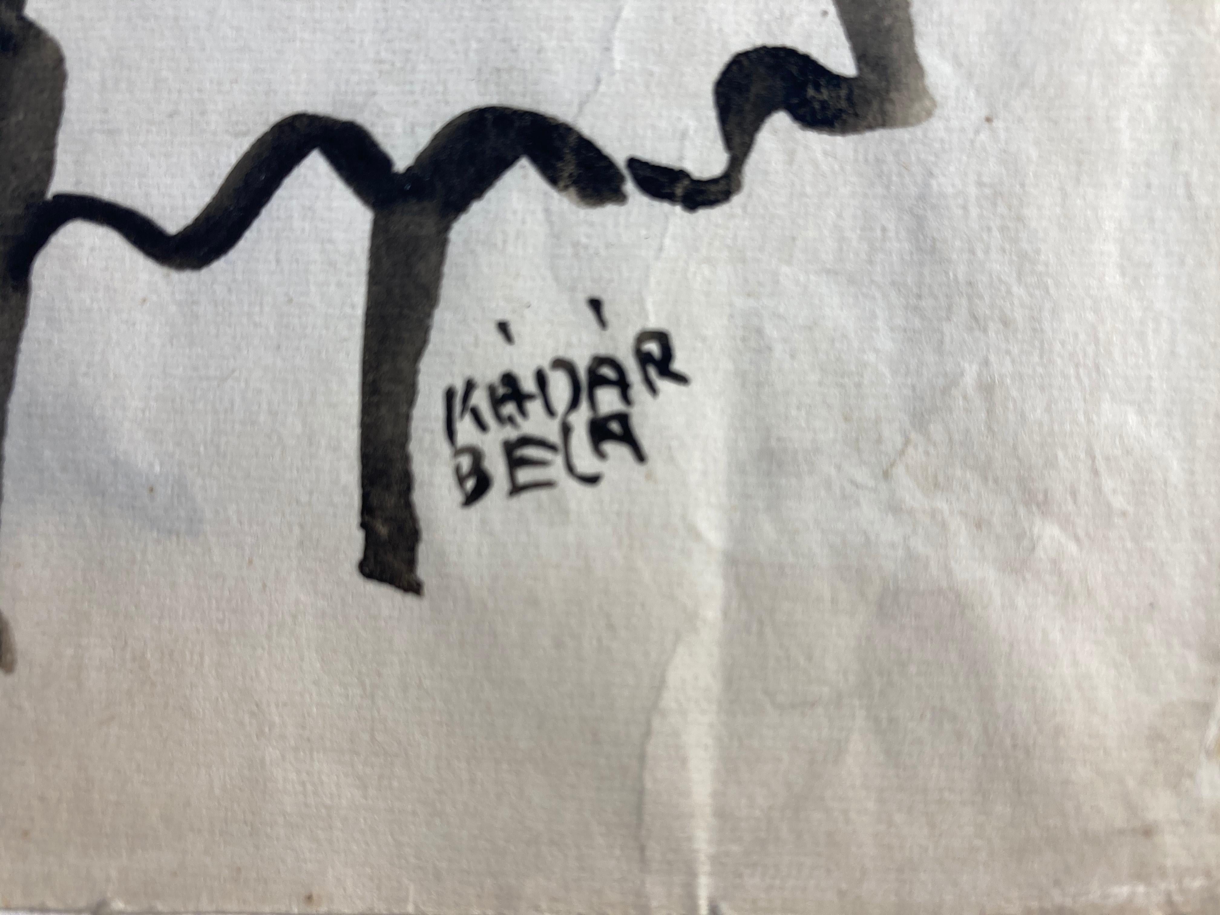 Bela Kadar - Bela Kadar Ink Drawing – Townscape with Figures, Horse ...