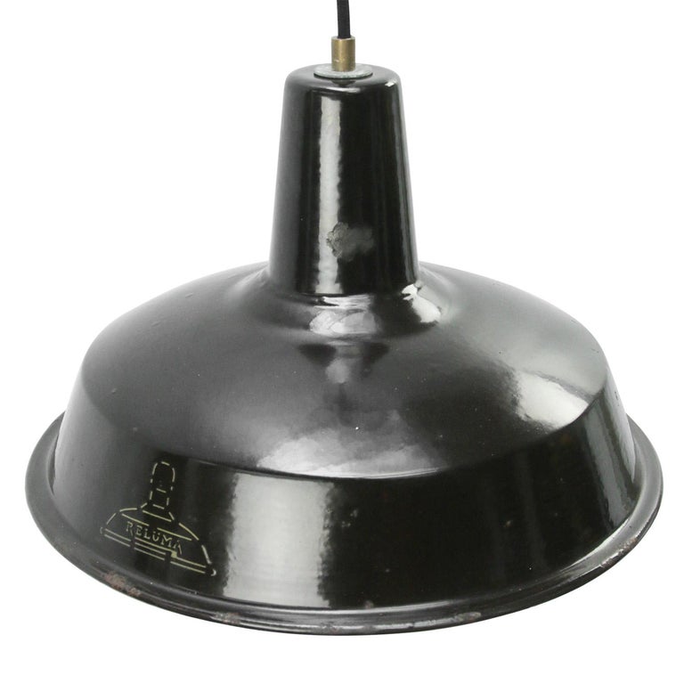 Belgian Brown Enamel Vintage Industrial Pendant Lights by Reluma For ...