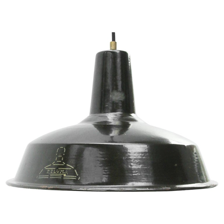 Belgian Brown Enamel Vintage Industrial Pendant Lights by Reluma For ...