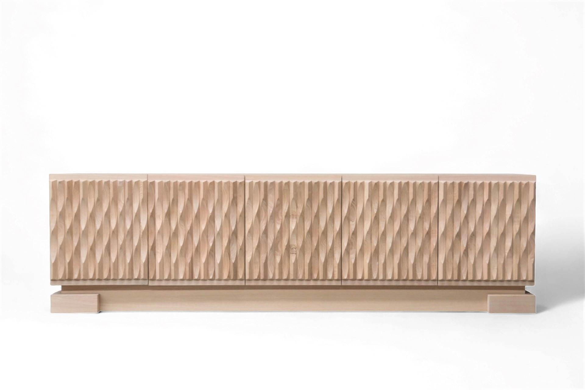 Belgian Brutalist De Coene Sideboard with 5 Graphical Doors For Sale at ...
