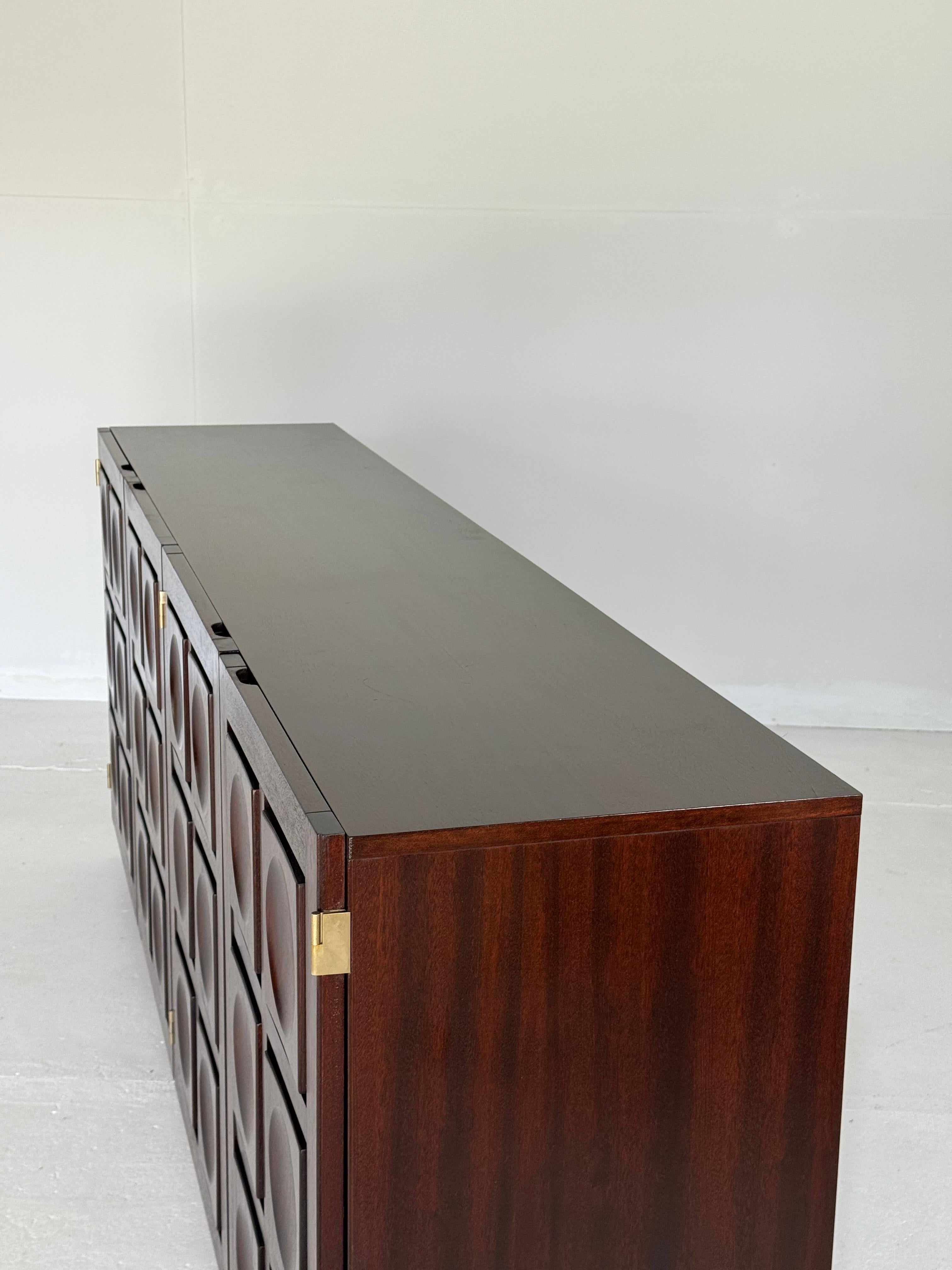 Belgian Brutalist Sideboard in Stained Mahogany For Sale at 1stDibs
