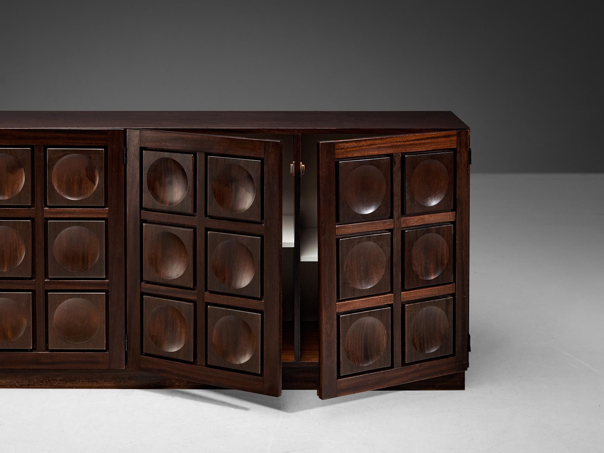 Belgian Brutalist Sideboard in Stained Mahogany For Sale at 1stDibs