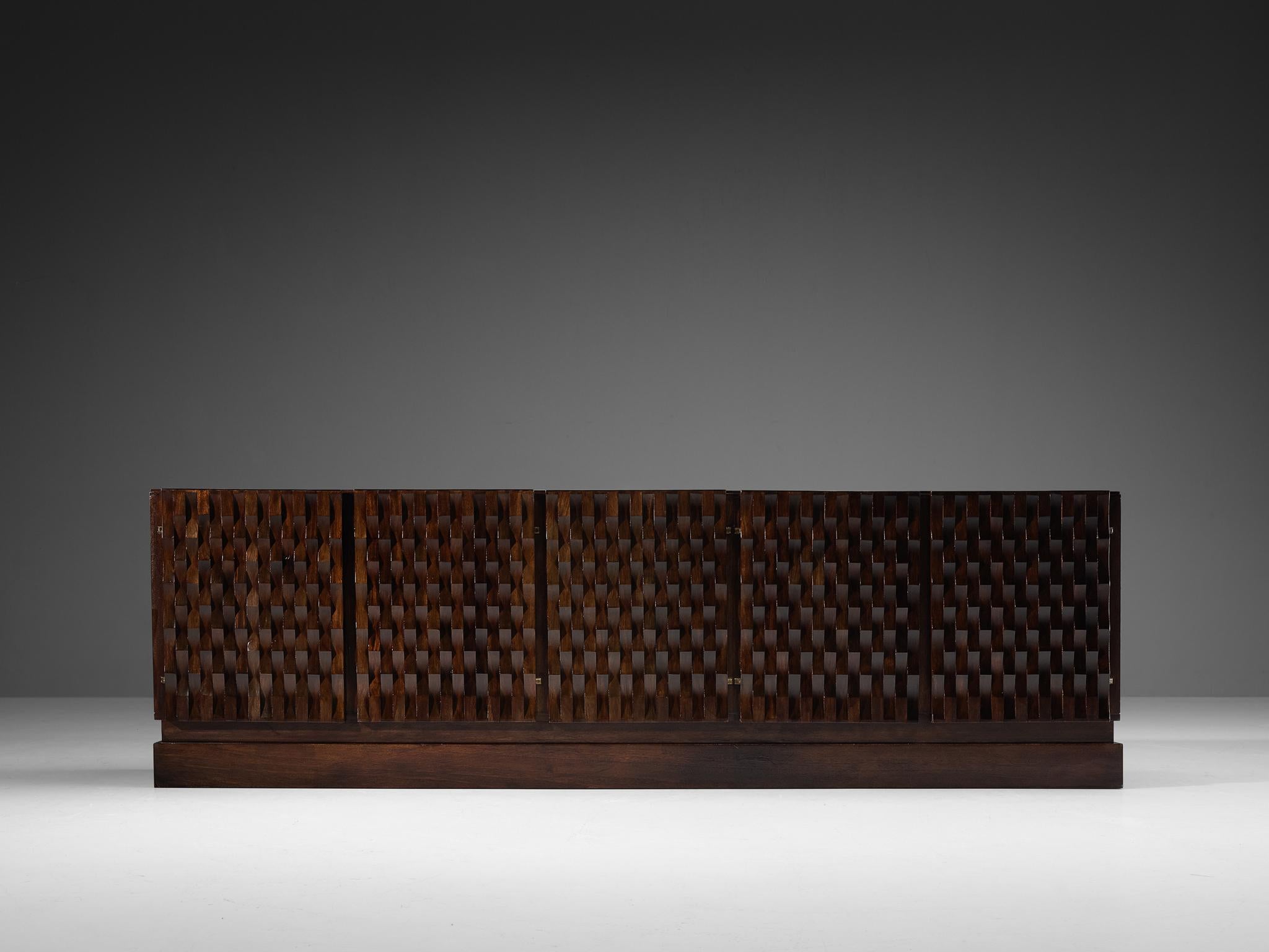 Belgian Brutalist Sideboard in Stained Meranti For Sale at 1stDibs