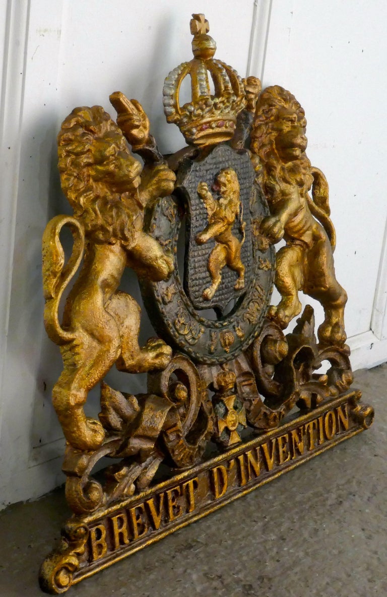 Belgian Cast Iron Heraldic Coat of Arms Shield at 1stDibs