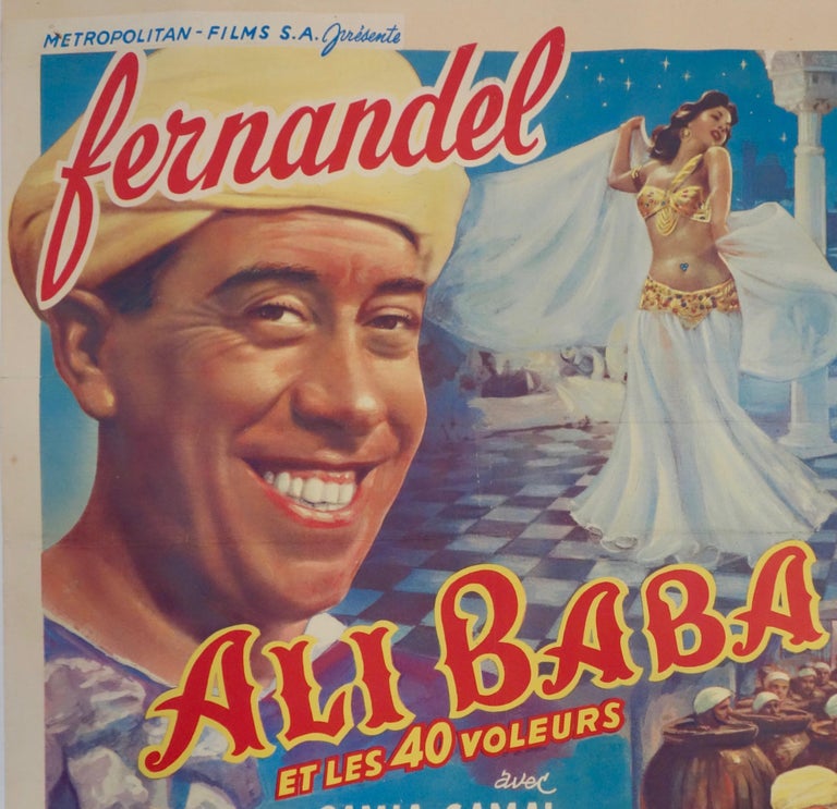 Belgian Film Poster on Linen "Ali Baba Et Les 40 Voleurs", Fernandel ...