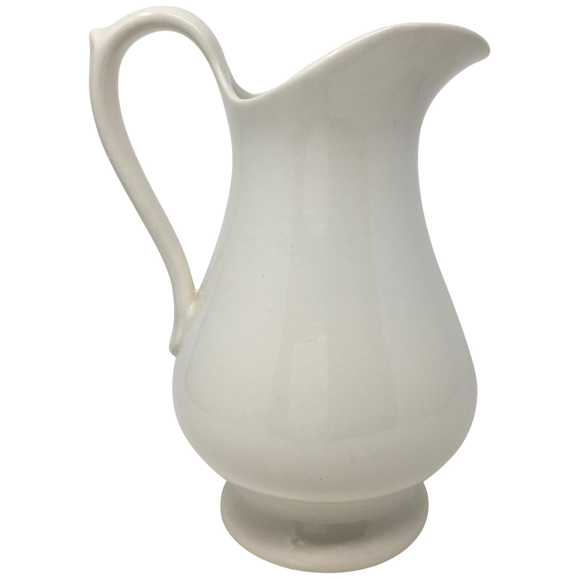 Three Large White Ironstone Vintage Pitchers at 1stdibs