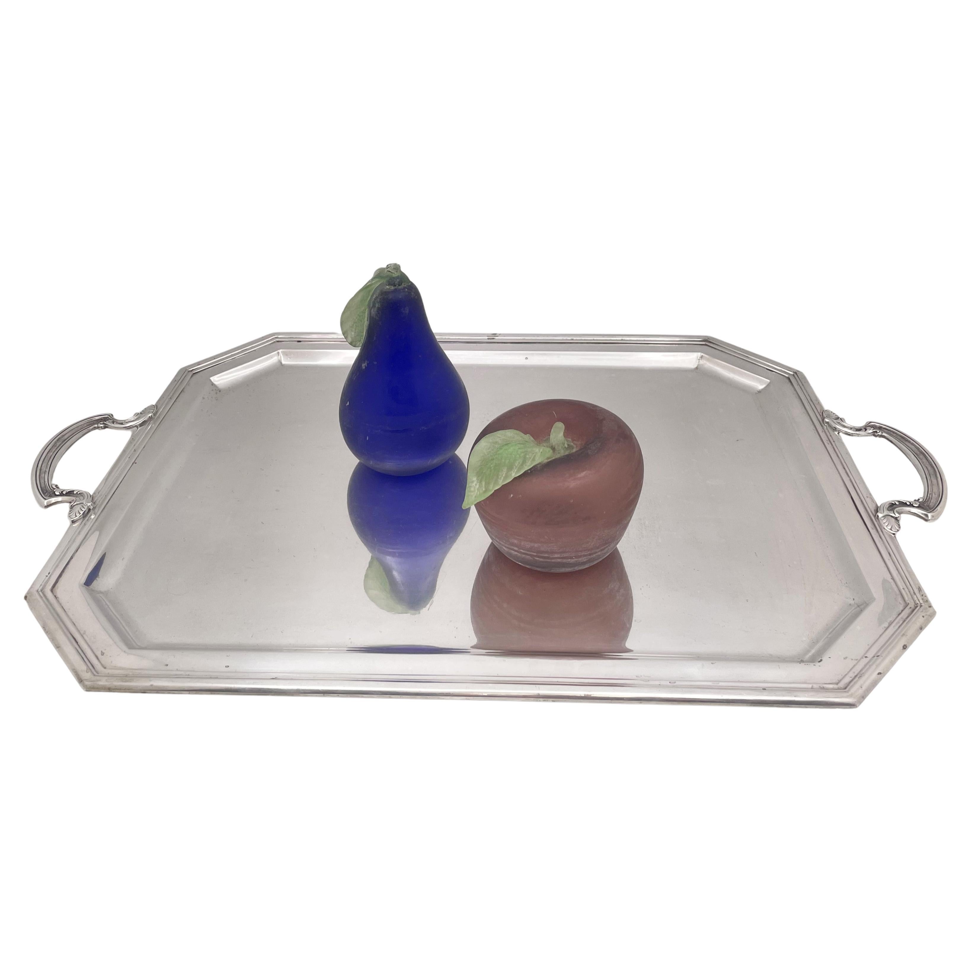 Belgian Silver Two-Handled Early 20th Century Bar Tray in Art Deco ...