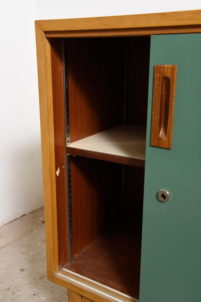 Belgium 1950s Sideboard in Quadrat Two-Tone Doors Blue and Green ...