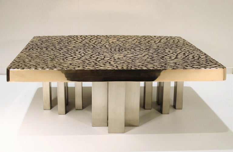 Sculptural Cast Bronze Coffee Table, 1985 at 1stDibs