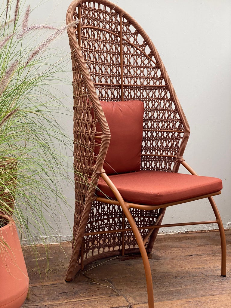 Belize Outdoor Chair in Aluminum and Naval Rope Handmade For Sale at ...