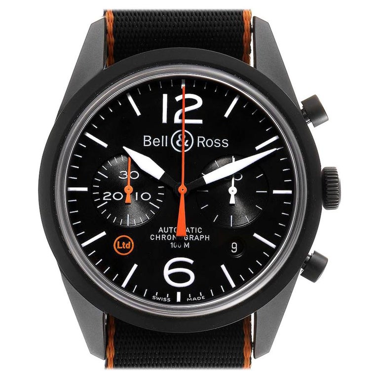Bell and Ross Vintage Carbon Orange Limited Edition Mens Watch BRV126 ...