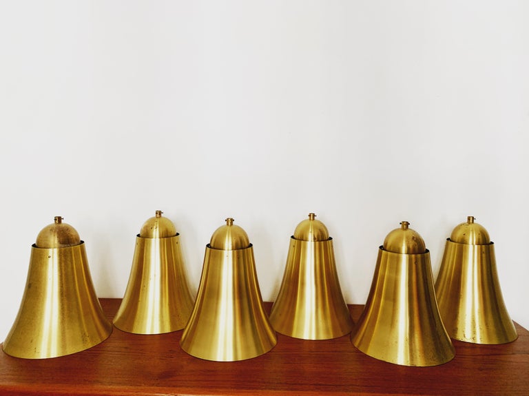 Bell shaped brass pendant lamp For Sale at 1stDibs