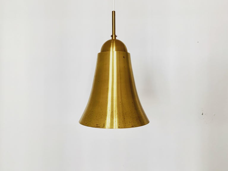 Bell shaped brass pendant lamp For Sale at 1stDibs