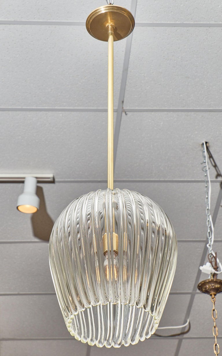 Bell Shaped Murano Glass and Brass Pendant For Sale at 1stDibs