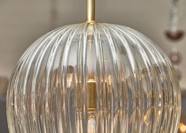 Bell Shaped Murano Glass and Brass Pendant For Sale at 1stDibs
