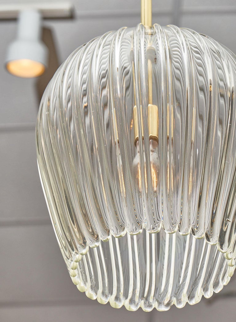 Bell Shaped Murano Glass and Brass Pendant For Sale at 1stDibs