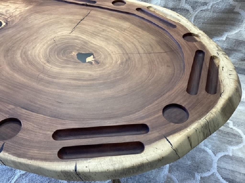 Bella Fine Goods - Monkey Pod Poker Table with Elk Antler Base For Sale ...