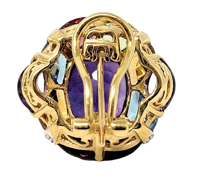 Bellarri 18 Karat Gold Amethyst and Multi-Gemstone Ring and Earring Set ...