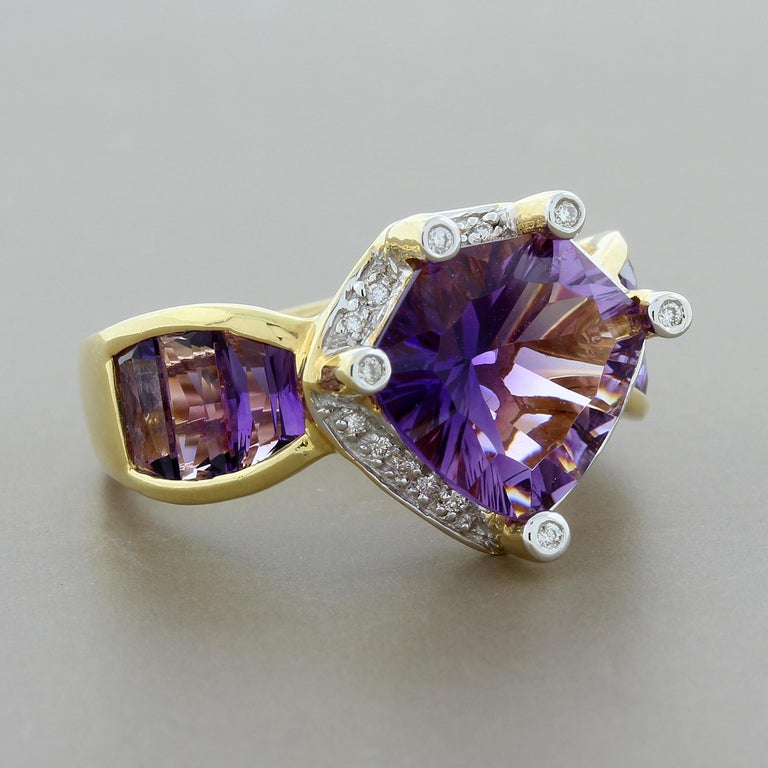 Bellarri Amethyst Diamond Gold Ring at 1stDibs
