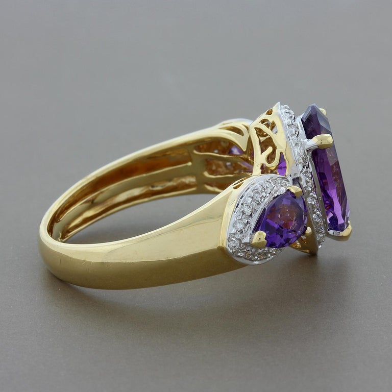 Bellarri Amethyst Diamond Gold Three-Stone Ring For Sale at 1stDibs ...