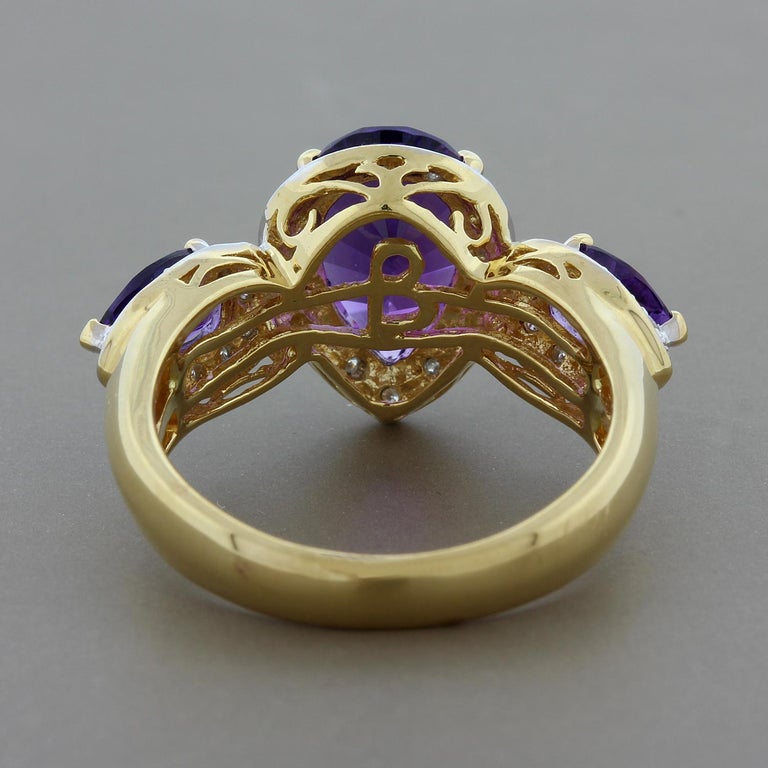 Bellarri Amethyst Diamond Gold Three-Stone Ring For Sale at 1stDibs ...