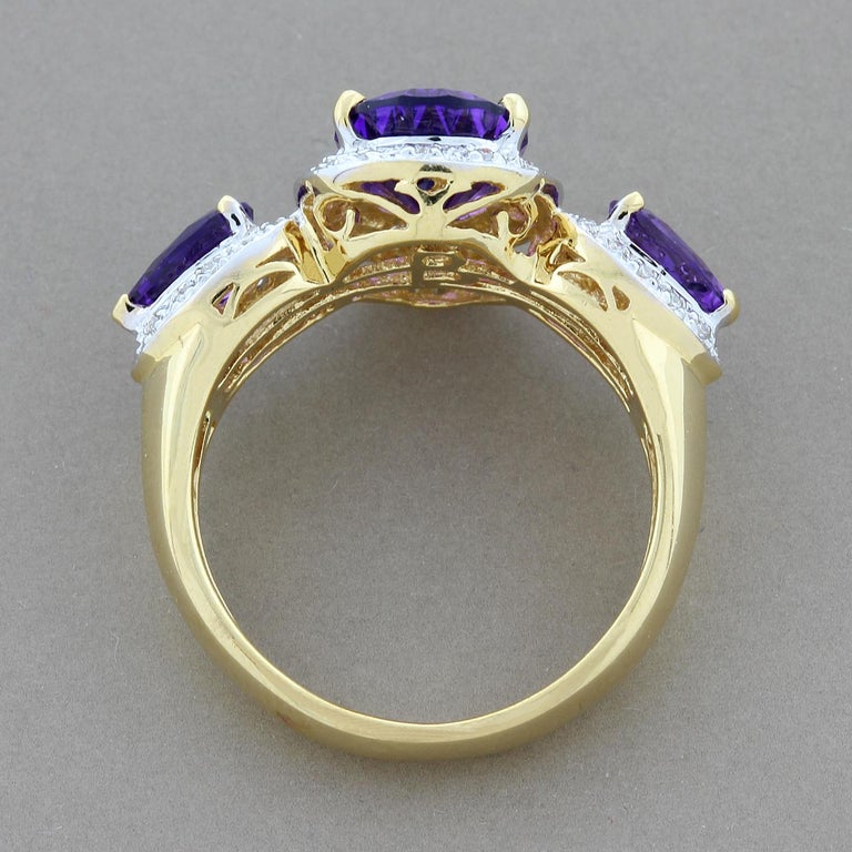 Bellarri Amethyst Diamond Gold Three-Stone Ring For Sale at 1stDibs ...
