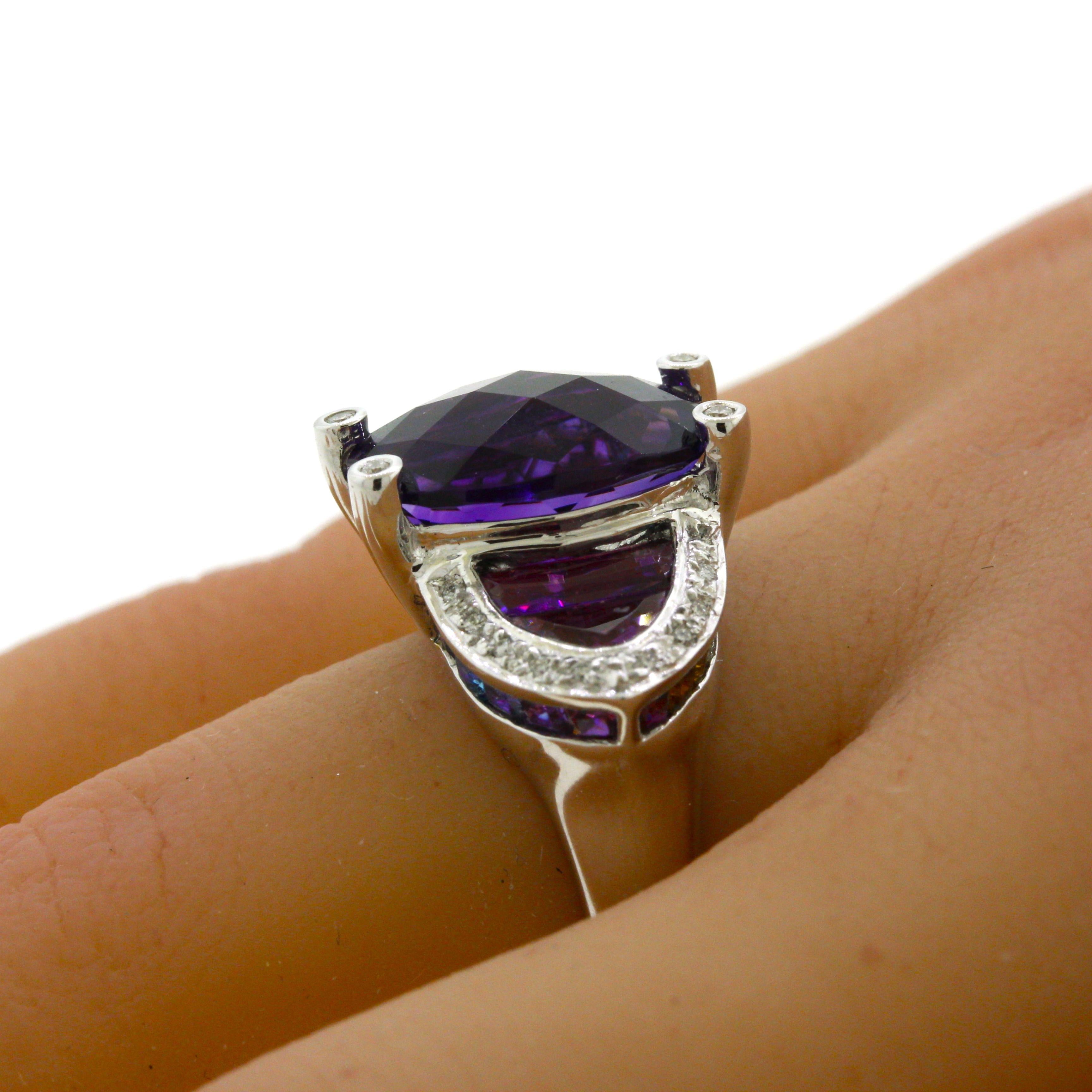 Bellarri Amethyst Multi-Color Gemstone Diamond Gold Ring For Sale at ...