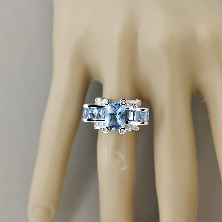 Bellarri Blue Topaz Diamond Gold Cocktail Ring For Sale at 1stDibs