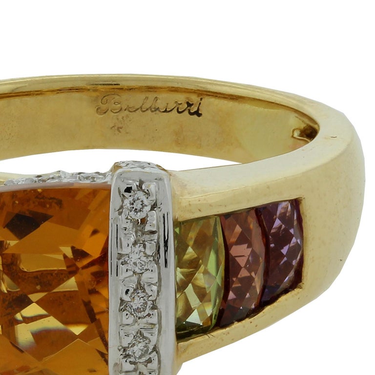 Bellarri Citrine Multi-Color Gemstone Diamond Gold Ring at 1stDibs