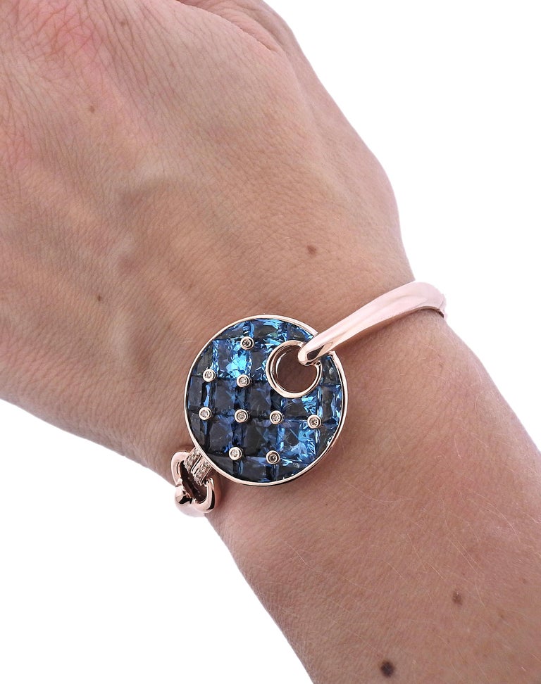 Bellarri Hava Nouveau Blue Topaz Diamond Gold Bracelet For Sale at 1stDibs