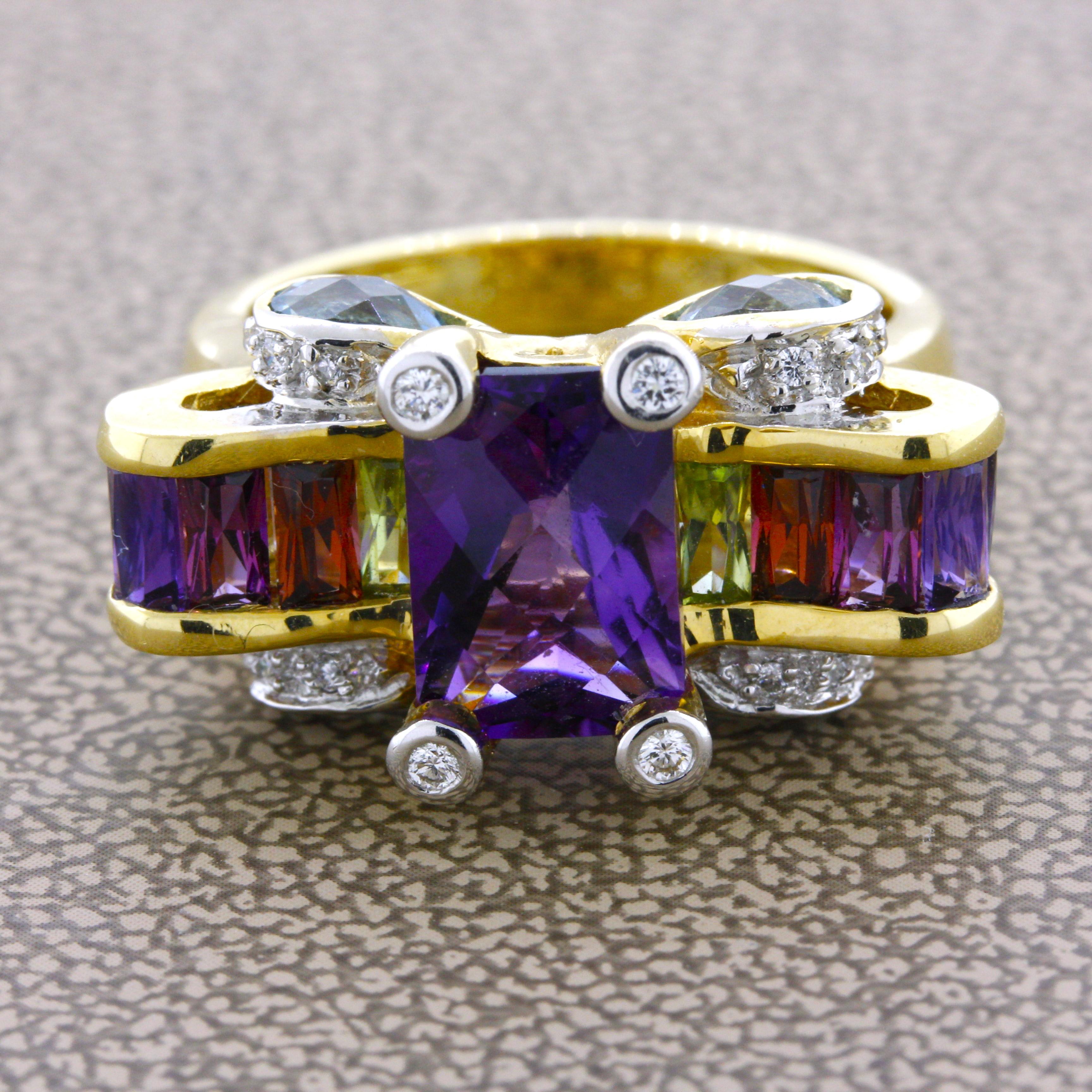Bellarri Multi-Color Gemstone Diamond Gold Ring at 1stDibs | bellarri ...