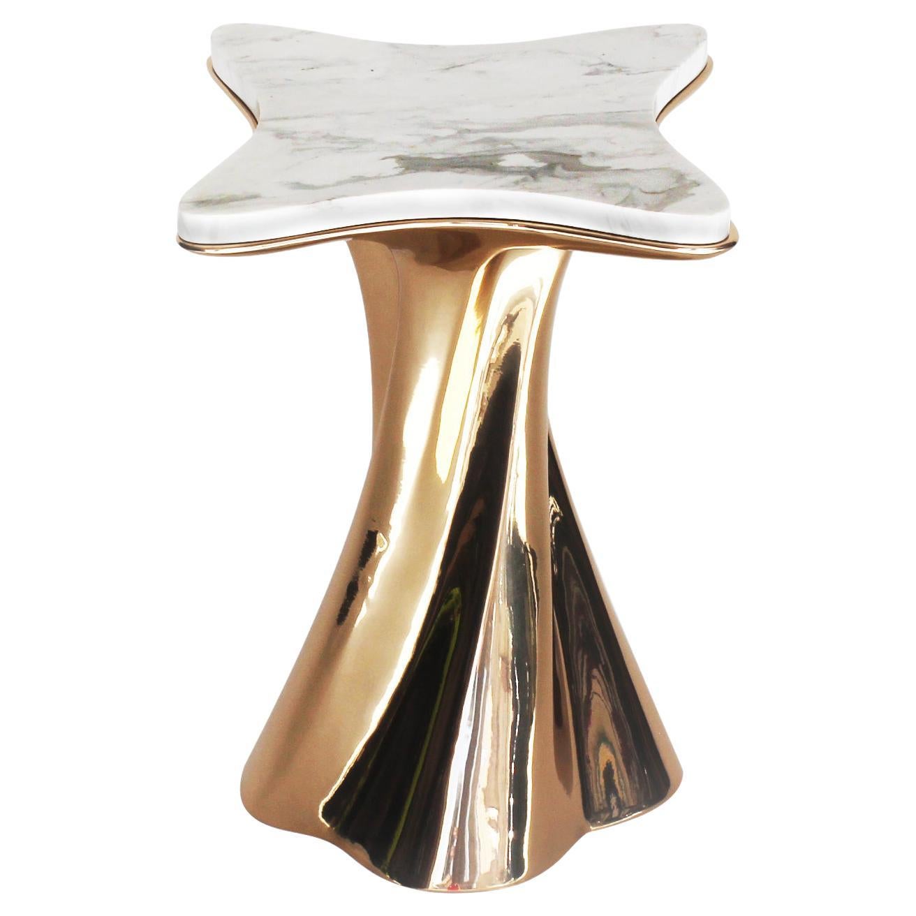 Pyra Table - Polished Bronze and Quartzite Top Design by Michael Sean ...