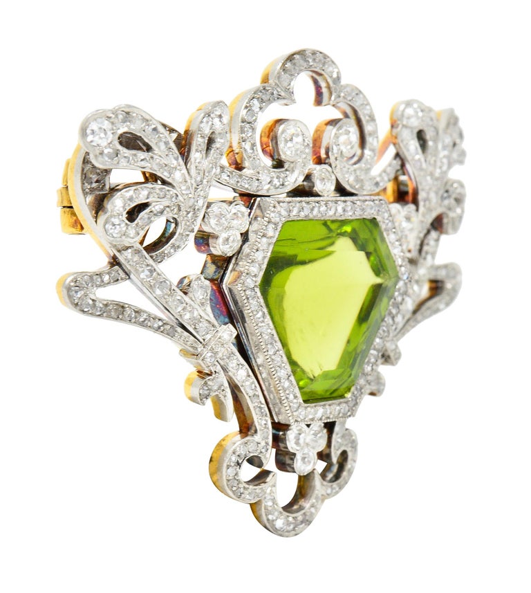 Belle Époque 10.00 Carats Peridot Diamond Platinum 18 Karat Gold ...