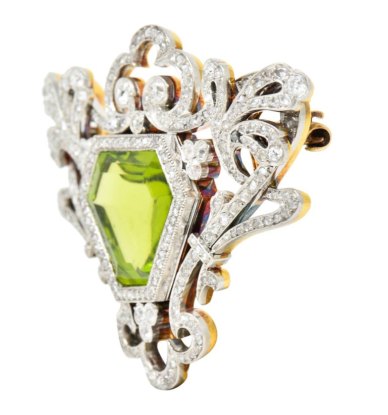 Belle Époque 10.00 Carats Peridot Diamond Platinum 18 Karat Gold ...