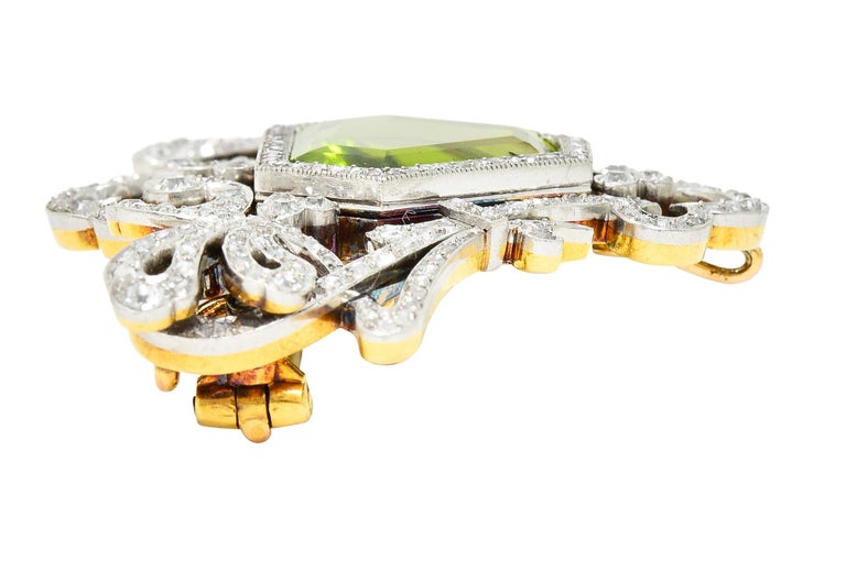 Belle Époque 10.00 Carats Peridot Diamond Platinum 18 Karat Gold ...