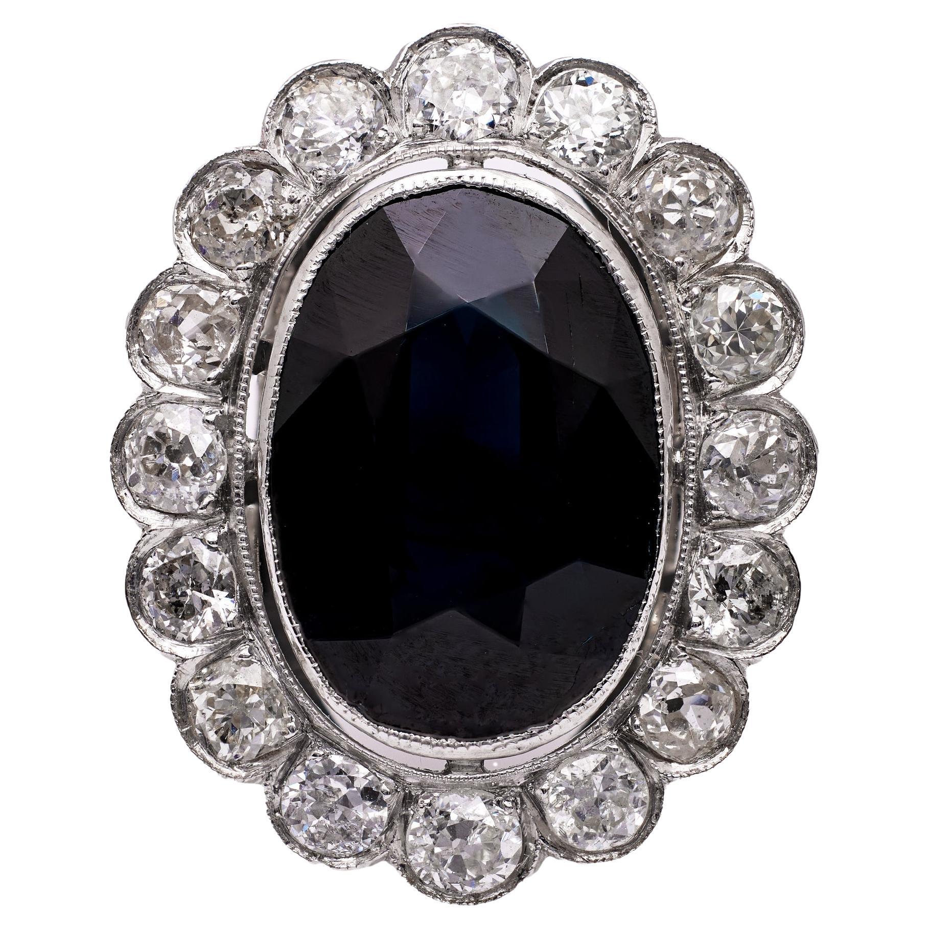 Belle Époque French GIA 6.28 Carat Old Mine Diamond 18k Gold Platinum ...