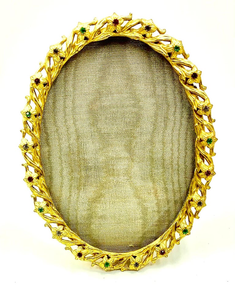 Belle Epoque French Jeweled Gilt Brass Oval Photograph Frame, 1890-1910 ...