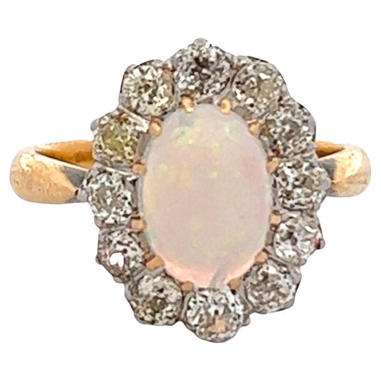 Bague Belle Époque en or jaune 18 carats et platine avec opale ...