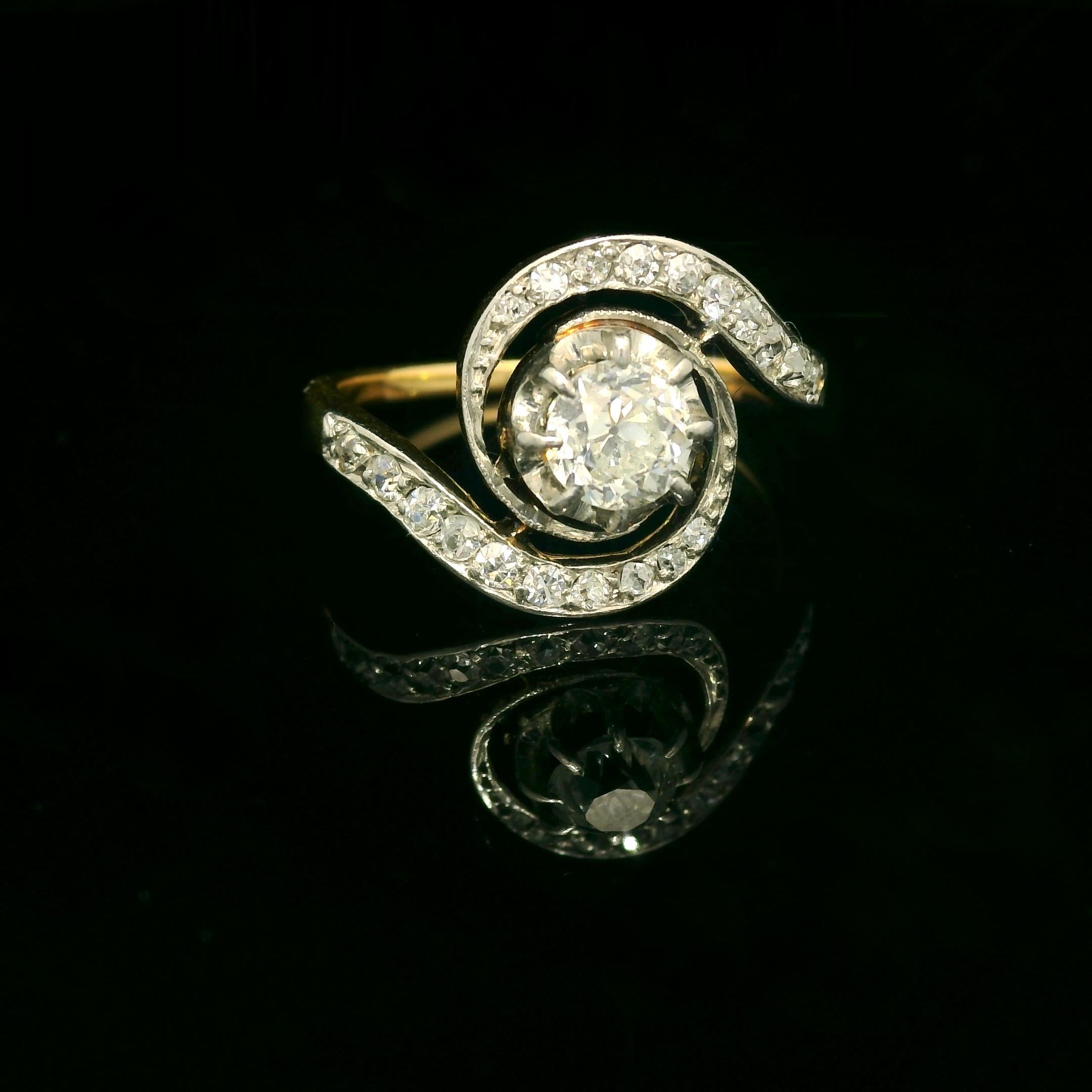 Belle époque tourbillon 0.60 Carats tourbillon ring For Sale at 1stDibs