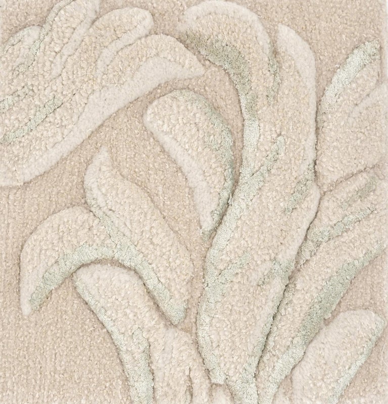 Belle Vue Pearl - Floral Contemporary Hand Knotted Wool Blend-silk Rug ...