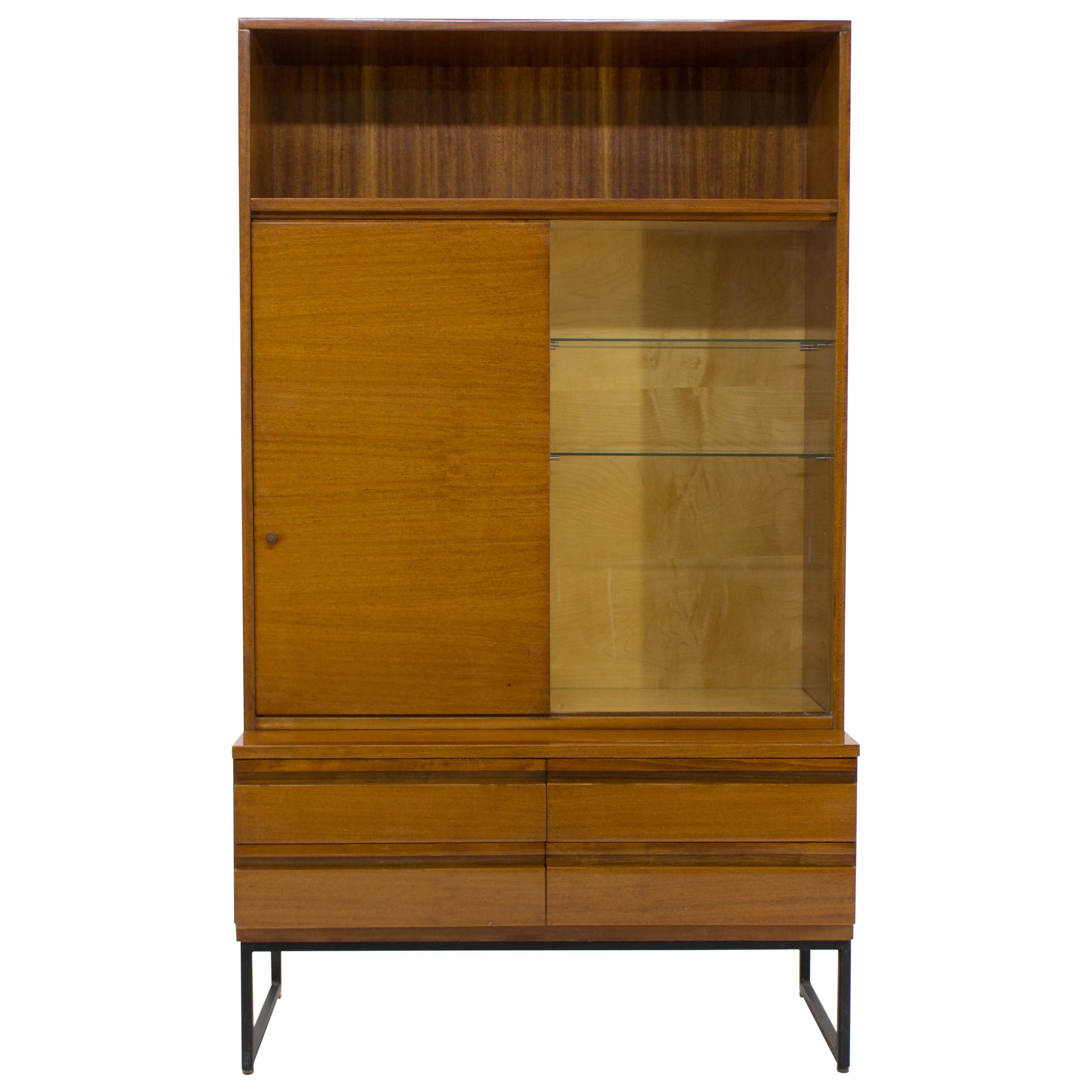 Flat File Cabinet Coffee Table in High Gloss White with Brass Hardware ...