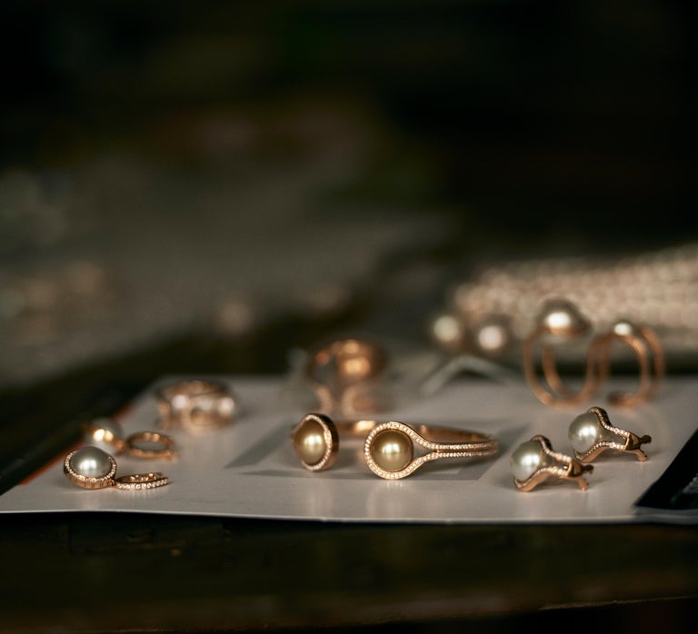 BELPEARL Ring Kobe Collection"Tre" Ring Set in 18 Karat Yellow Gold ...