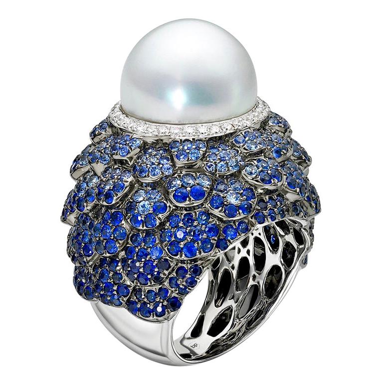 South Seas Natural Blue Pearl Ring - For Sale on 1stDibs