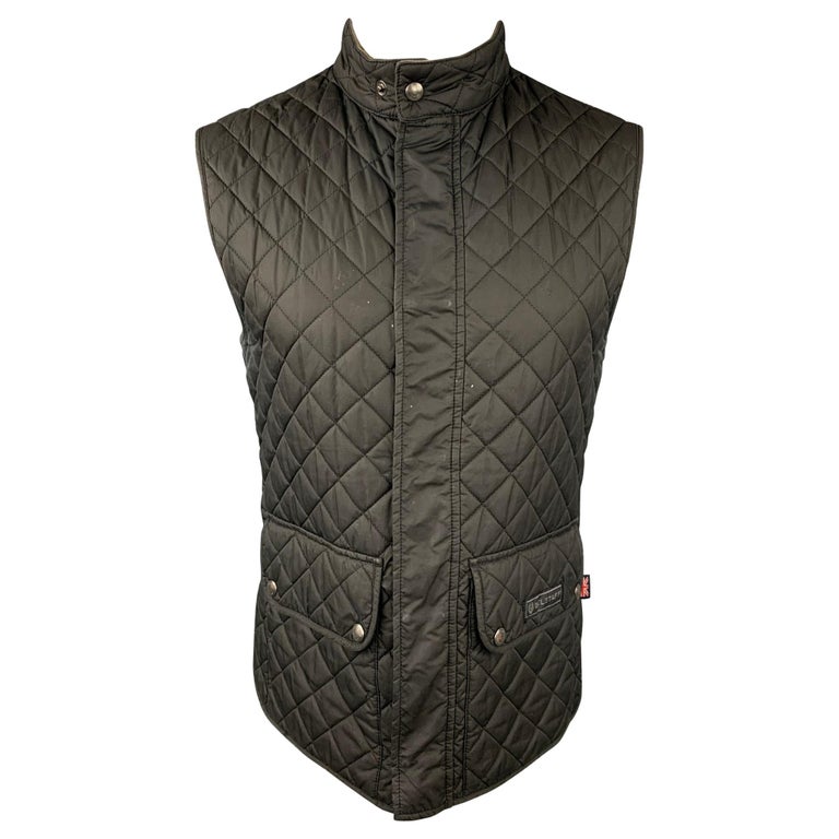 BELSTAFF Size S Black Quilted Polyester Snaps Vest at 1stDibs