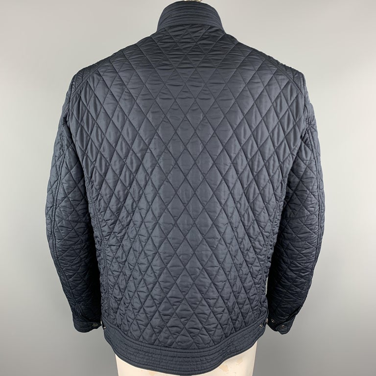 BELSTAFF Size XL Navy Quilted Polyester Zip Up Jacket at 1stDibs