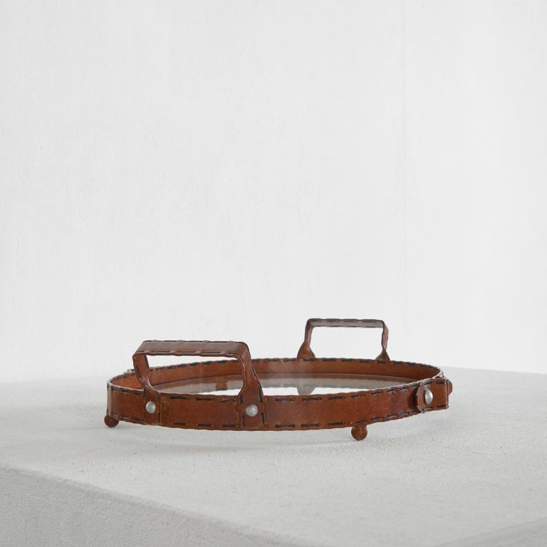 Belt-like Serving Tray in Metal and Glass For Sale at 1stDibs